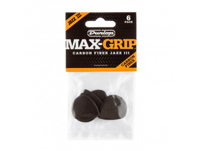 Jim Dunlop 471P3C MAX-GRIP JAZZ III CARBON FIBER PICK 1.38MM 6-pack