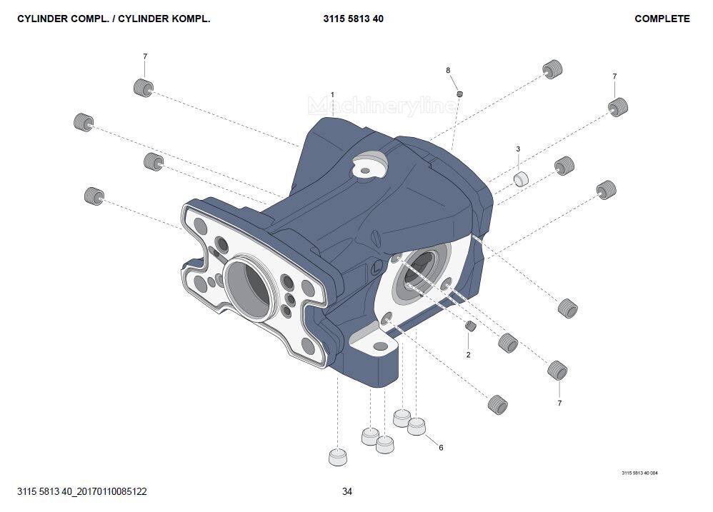 ACCUMULATOR 3115 drugi rezervni deo za hidrauliku za Epiroc opreme za bušenje