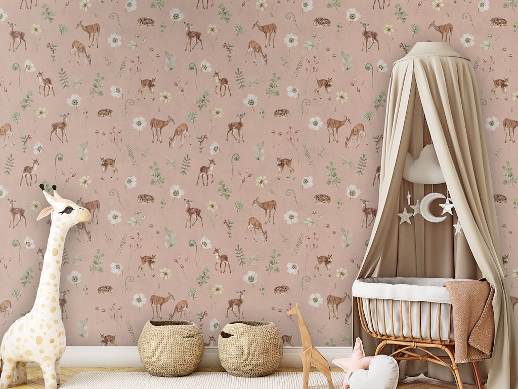 Dancing Deer Pink – Mural