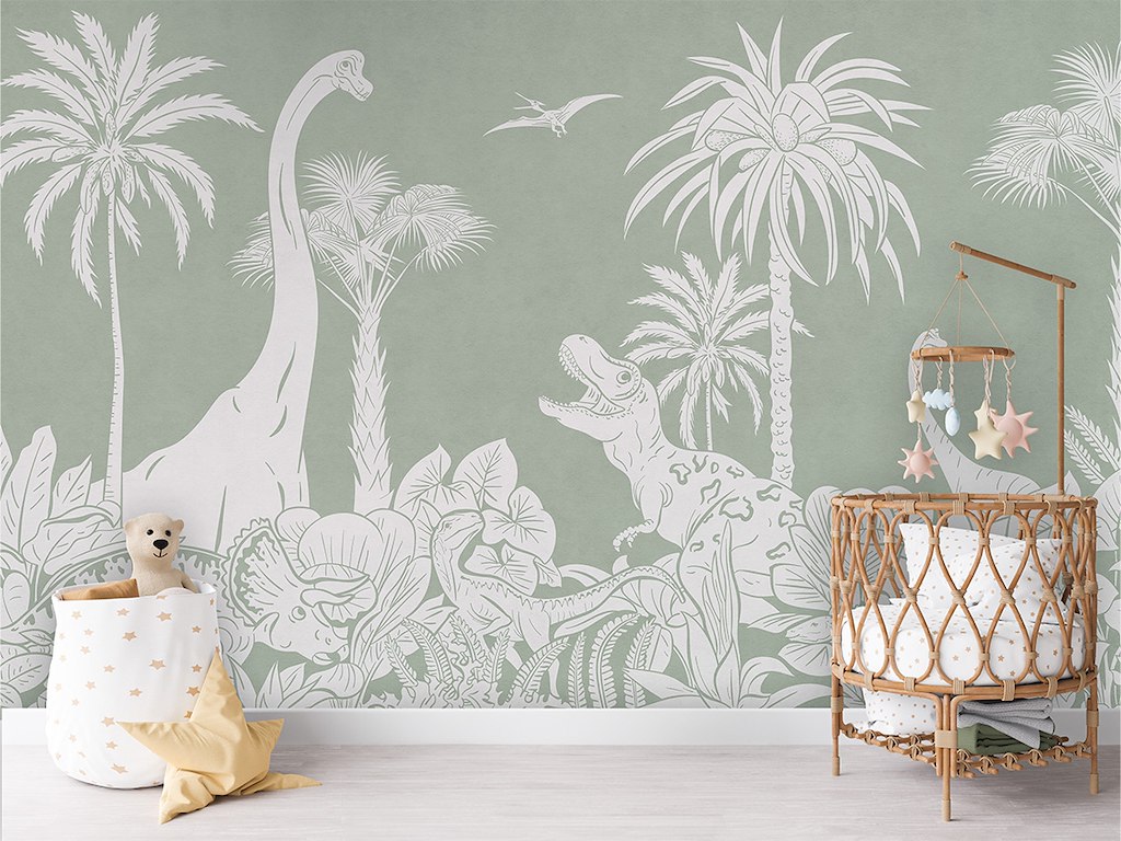 Monochrome Dino Green – Mural