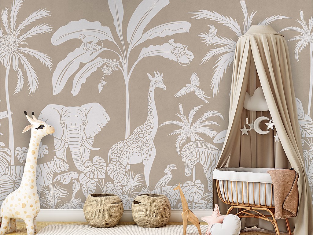 Monochrome Jungle Brown- Mural