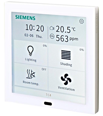 Touch control TC4, 4", white
Versatile touch panel for displaying, operating and controlling room functions. It is supplied via KNX together with an auxiliary voltage of 21...30 V DC.