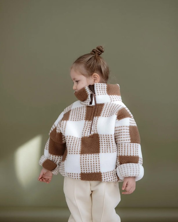 Oversize teddy jakna sa polu rajferšlusom Milky Brown