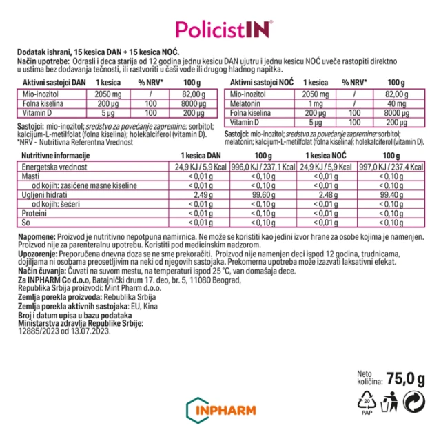 POLICISTIN KESICE 15+15
Opis
INFORMACIJE
NALOG
SERVIS
KORISNI LINKOVI