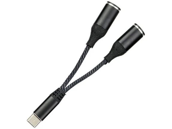 Adapter za slušalice SX-08 Type C na 2x 3.5mm crni