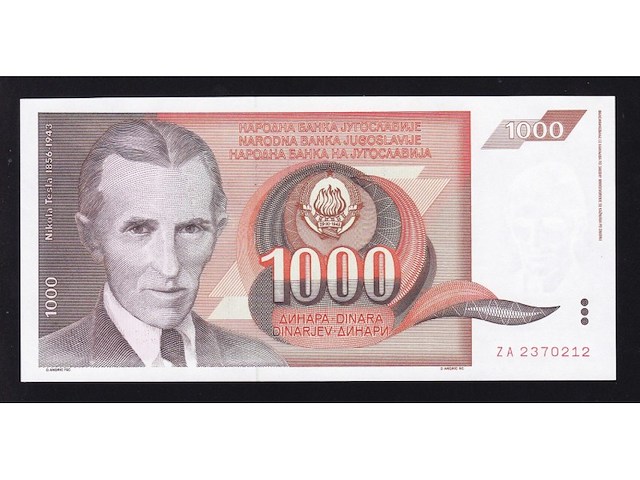 JUGOSLAVIJA --- 1000 DINARA 1990 - UNC - ZA SERIJA --
