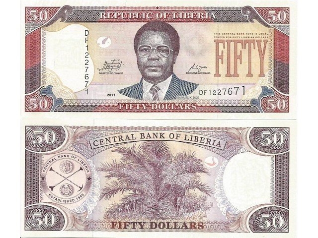 LIBERIA Liberija 50 dollars 2011. UNC
