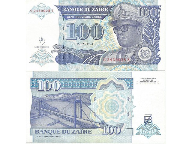ZAIRE 100 Nouveaux Zaïres 1994. UNC/UNC-