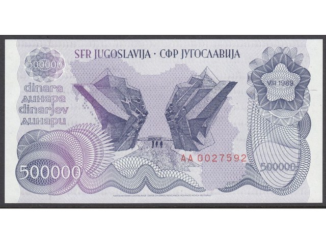 Jugoslavija 1989 Spomenici 500 hilj dinara UNC