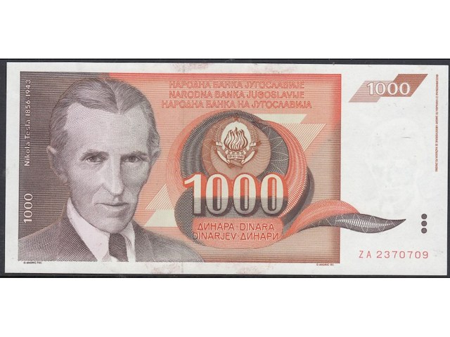 Jugoslavija 1990 1.000 dinara ZA - zamenska UNC