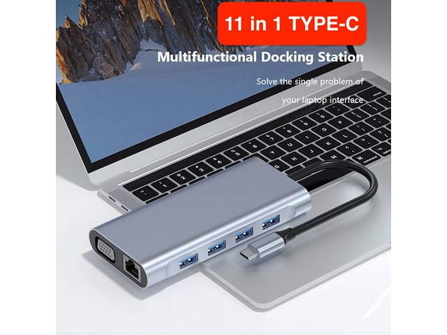 11 in 1 USB C Docking Hub Type C 11 u 1 HDMI, VGA, 3.5