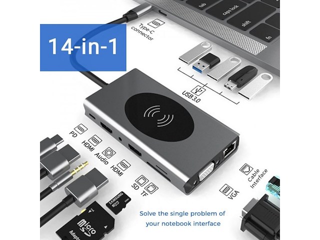 14 in 1 Type C USB C Hub Macbook PRO AIR - 14 u 1 DUAL