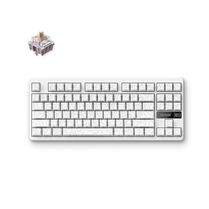 Bežična gaming tastatura MCHOSE G87 Mehanička white topographic