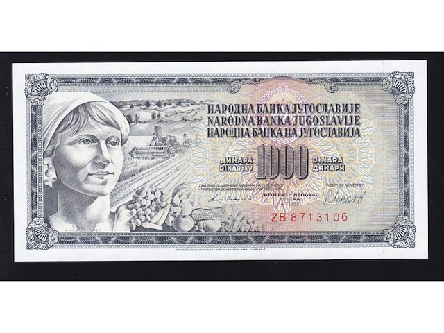 JUGOSLAVIJA -- 1000 DINARA 1981 - UNC - ZB SERIJA --