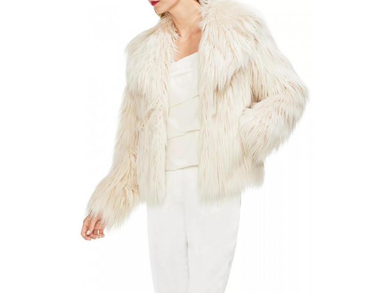 Vince Camuto Shaggy Faux Fur Coat Cream S Bundica