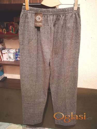 Nove zenske pantalone za punije dame Cadoro Sivo-crne 3XL Zimske Novo