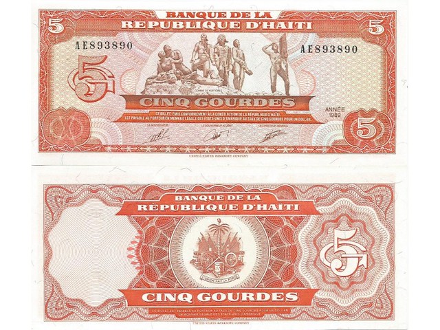 Haiti 5 gourdes 1989. UNC