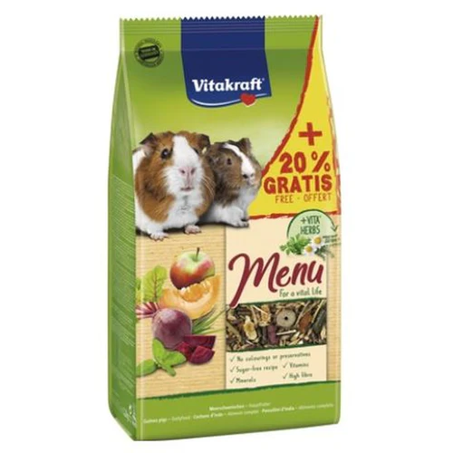 VITAKRAFT Menu potpuna hrana za zamorčiće, mix voća i povrća, 1kg+20%