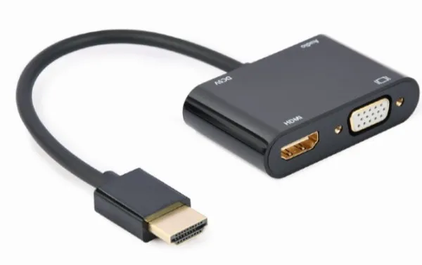 A-HDMIM-HDMIFVGAF-01 * Gembird HDMI male to HDMI female + VGA female + audio adapter cable, black