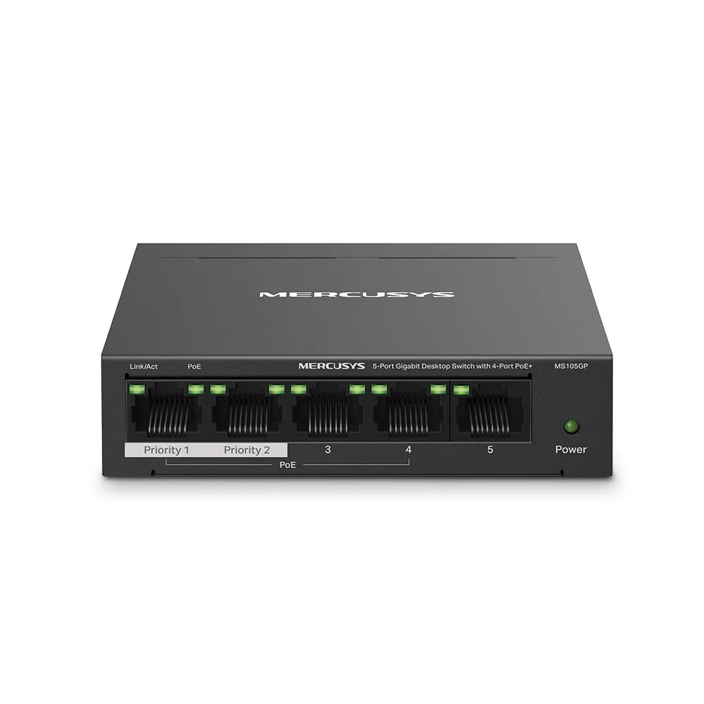 MERCUSYS MS105GP(UN) 5-Port Gigabit Desktop Switch with 4- Port PoE+