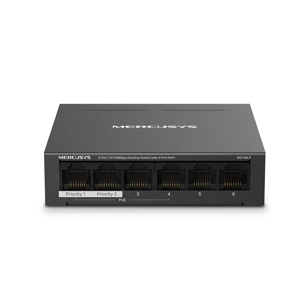 MERCUSYS MS106LP(UN) 6-Port 10/100Mbps Desktop Switch with 4-Port PoE+