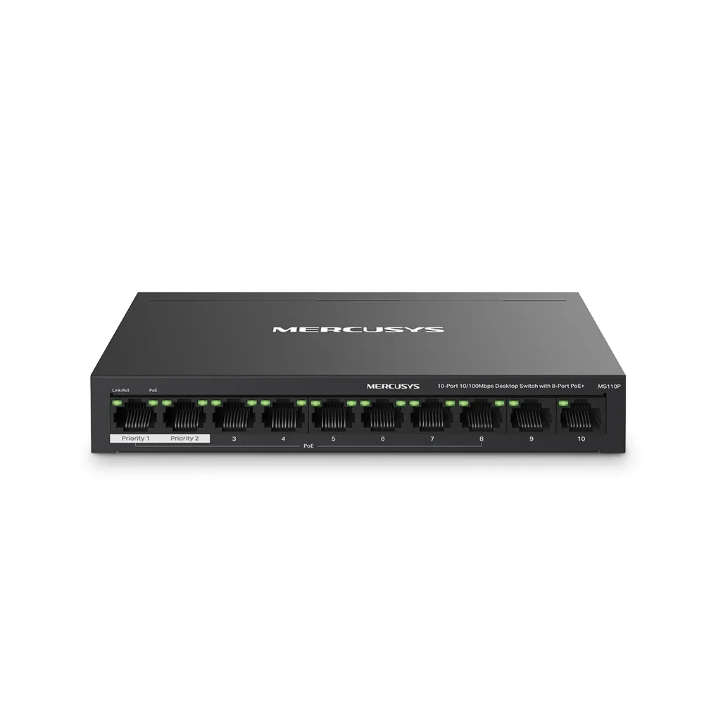 MERCUSYS MS110P(UN) 0-Port 10/100Mbps Desktop Switch with 8-Port PoE+