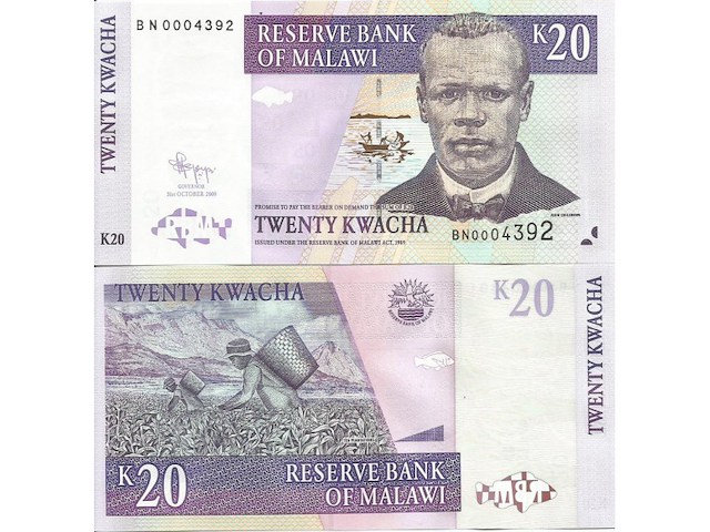 MALAWI 20 kwacha 2009. UNC