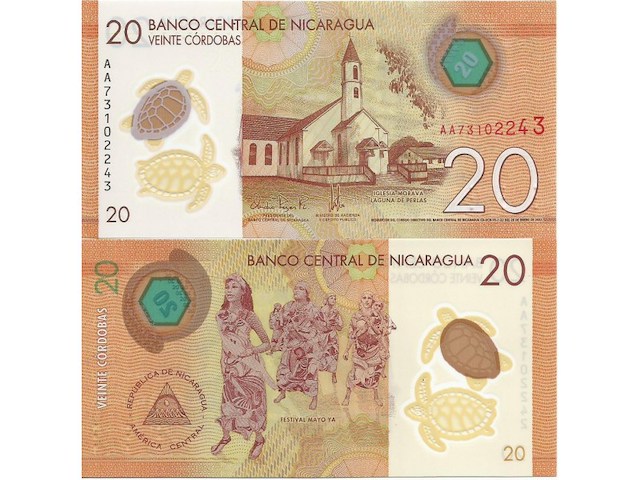NICARAGUA 20 cordobas 2022. UNC Polimer