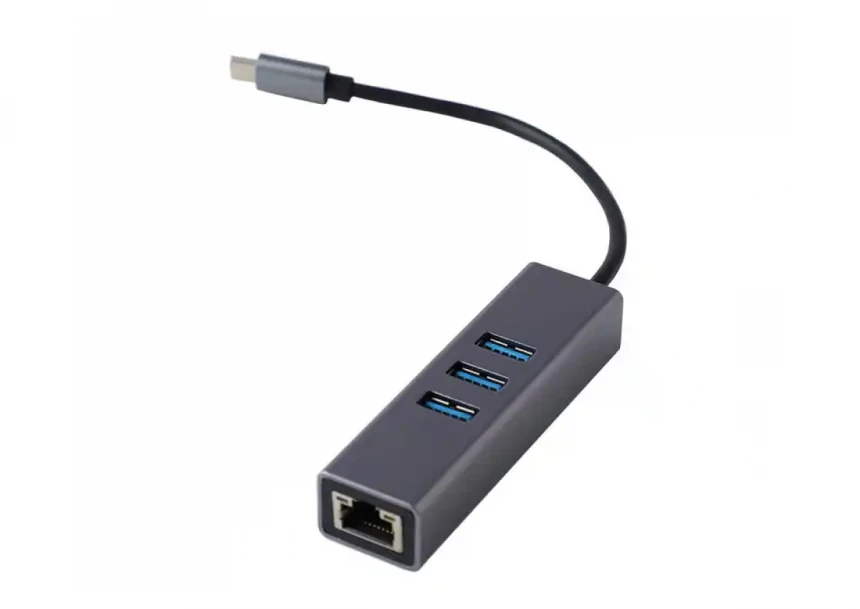 Adapter-konverter USB Tip C-3xUSB 3.0+RJ45 Linkom