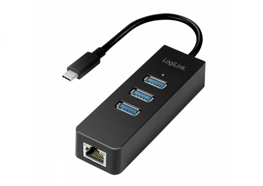 Logilink USB 3.2 Gen 1 Hub, 3-port, USB-C - Gigabit Ethernet