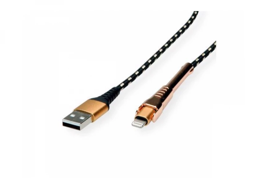 Secomp Roline GOLD Lightning to USB Cable for iPhone, iPod, iPad, with Smartphone support function, 1 m