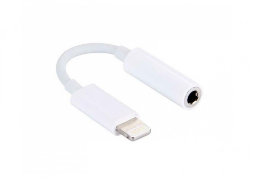 Adapter Lightning (M) na 3,5mm stereo (F) 10cm beli