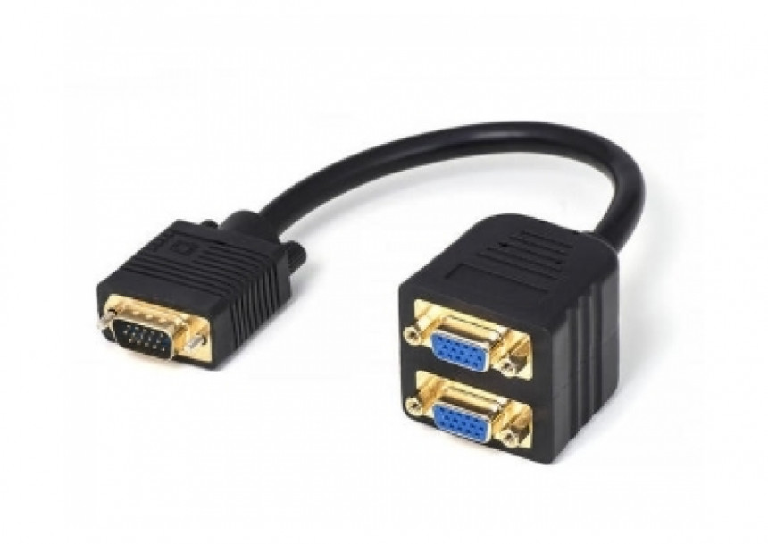 Adapter VGA - VGA M/2F (spliter) crni