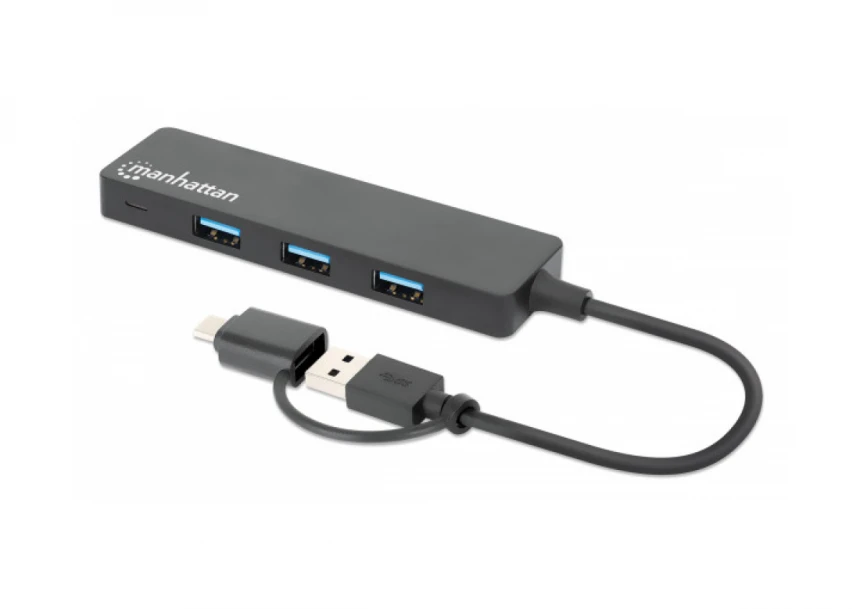 USB-C HUB 4port Manhattan 180863 3.2 G1+USB-C/5Gbps/Crni