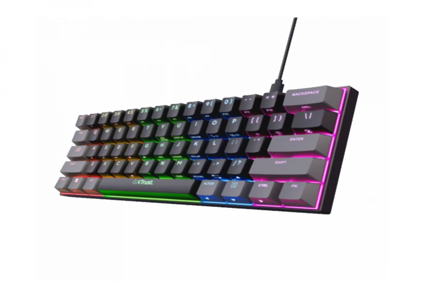 Tastatura TRUST GXT867 ACIRA 60% MINI/Gaming/ US/crna