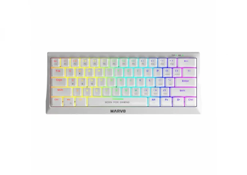 Tastatura Marvo Hecate 61R KG962 mehanička, crveni svičevi, pozadinsko osvetljenje bela