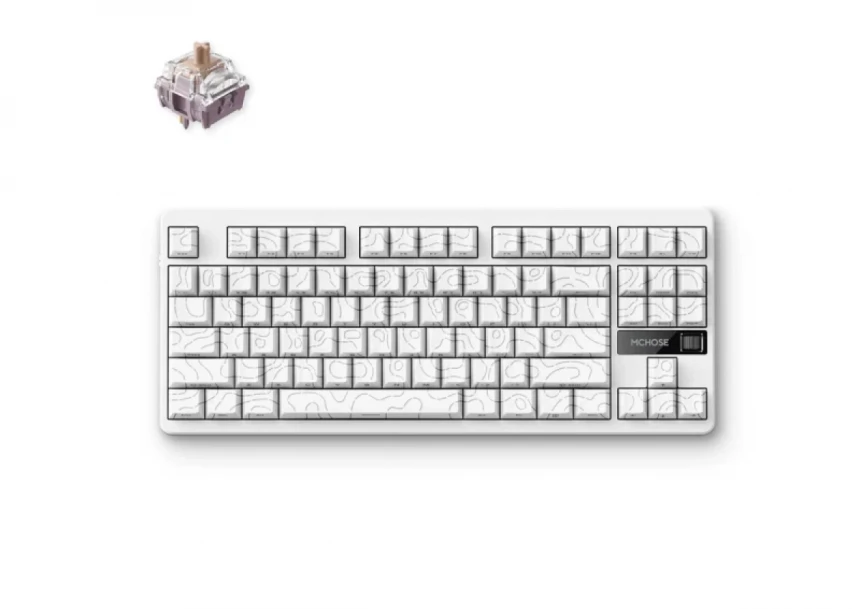 Bežična gaming tastatura MCHOSE G87 Mehanička white topographic