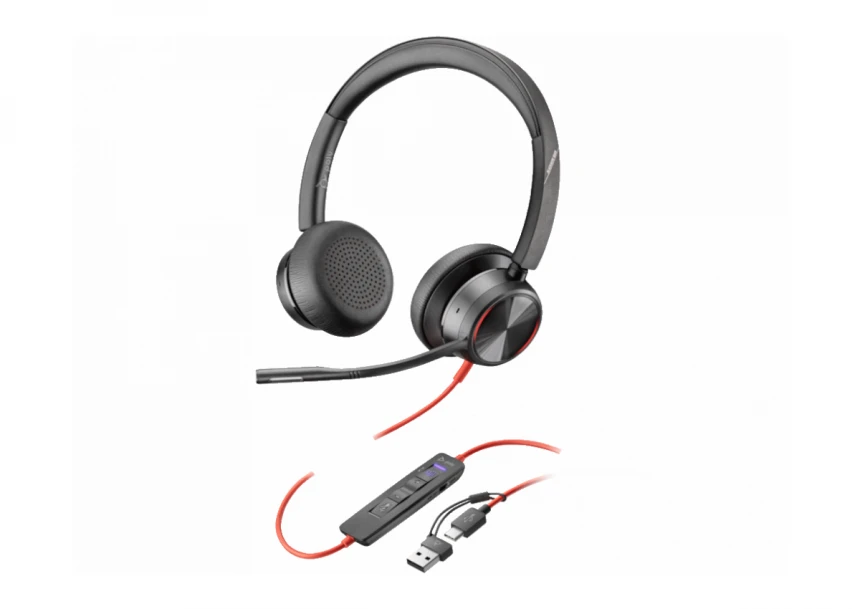 Slušalice HP Poly Blackwire 8225 Stereo MS Teams Cert USB-C Headset +USB-C/A Adapter/8X225AA/crna