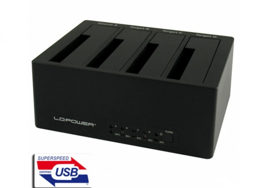 HDD D. Station 4-bay LC-DOCK-U3-4B 4xSSD/HDD, Black, USB 3.0/eSATA