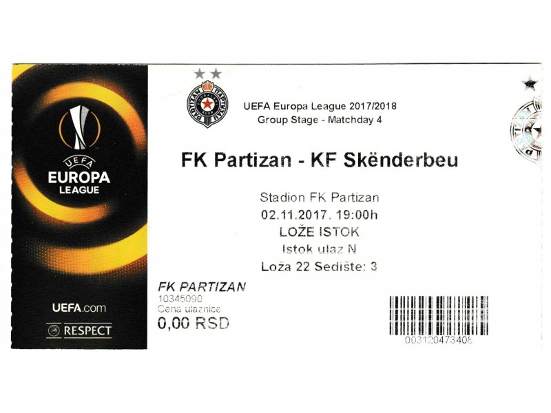 2017, PARTIZAN - SKENDERBEU! Liga Evrope.