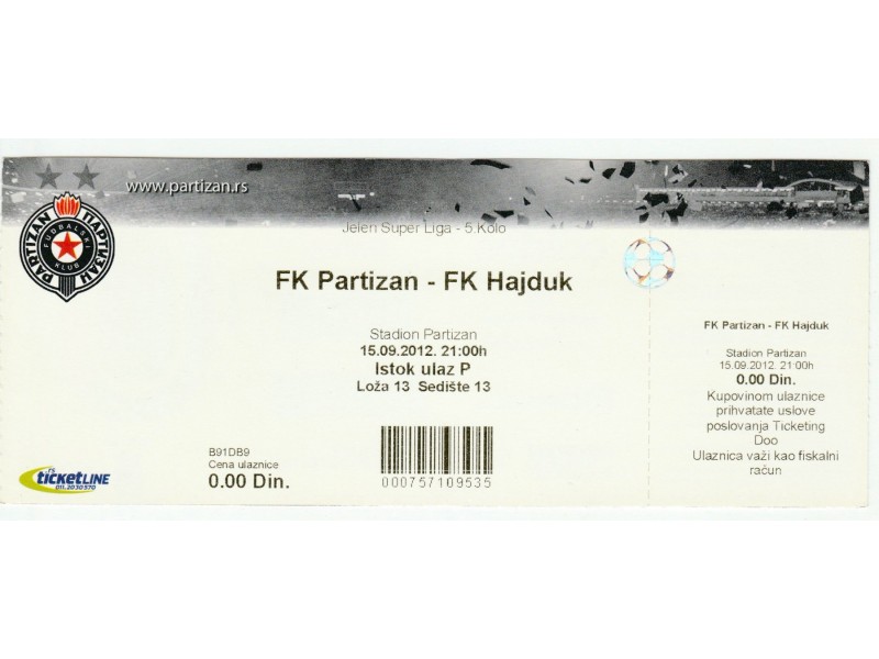 2012, PARTIZAN - HAJDUK! Besprekorna.