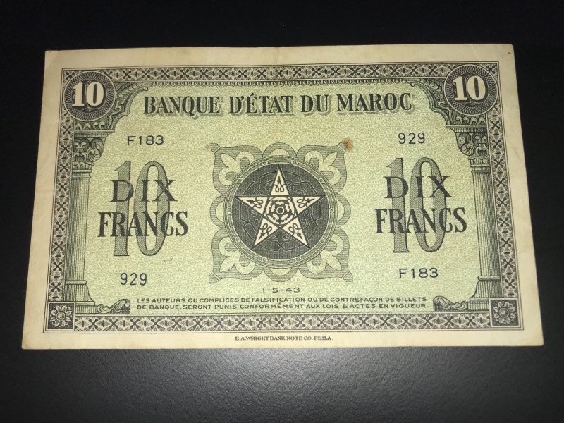 MAROKO 10 FRANAKA.1943.