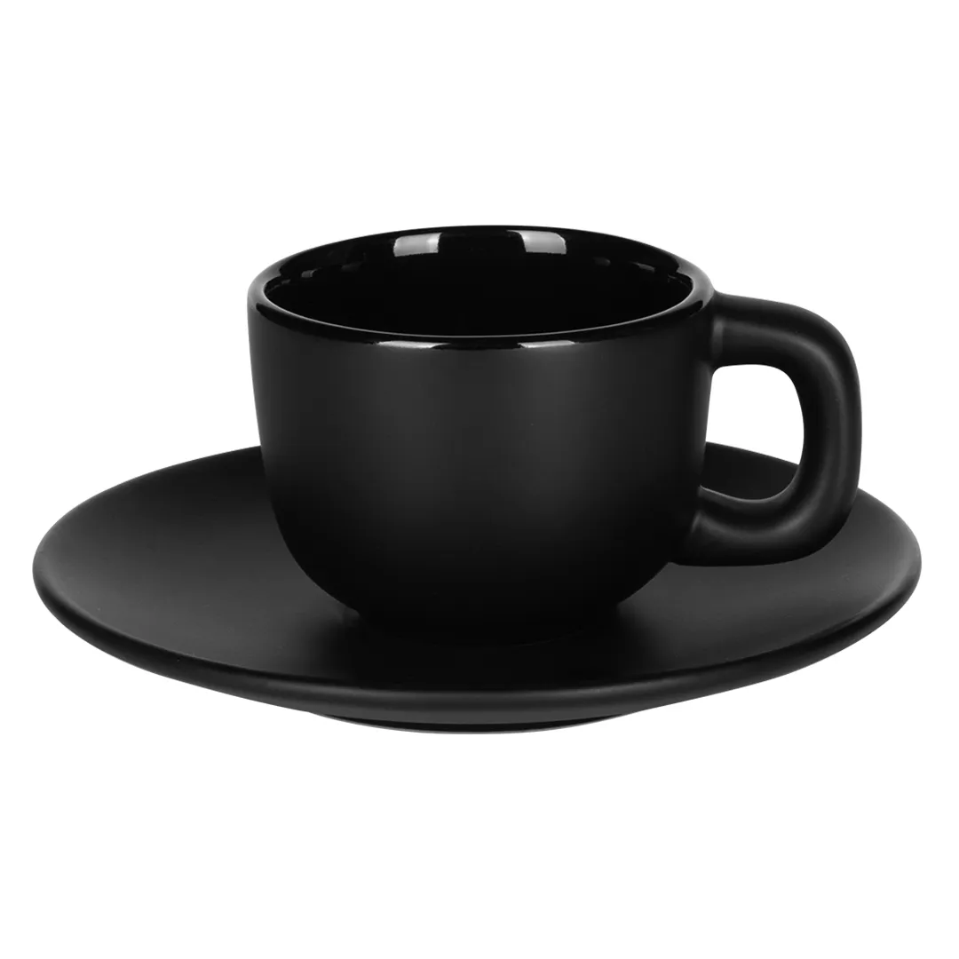 Set od dve keramičke šolje za espresso sa tacnama, 2 x 85 ml TOTEM MINI