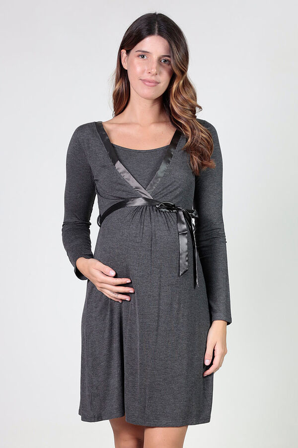Nursing nightgown with satin belt