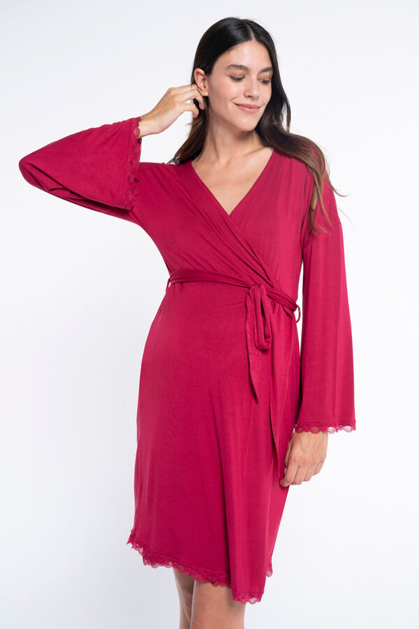 Maternity Robe with Lace Lace