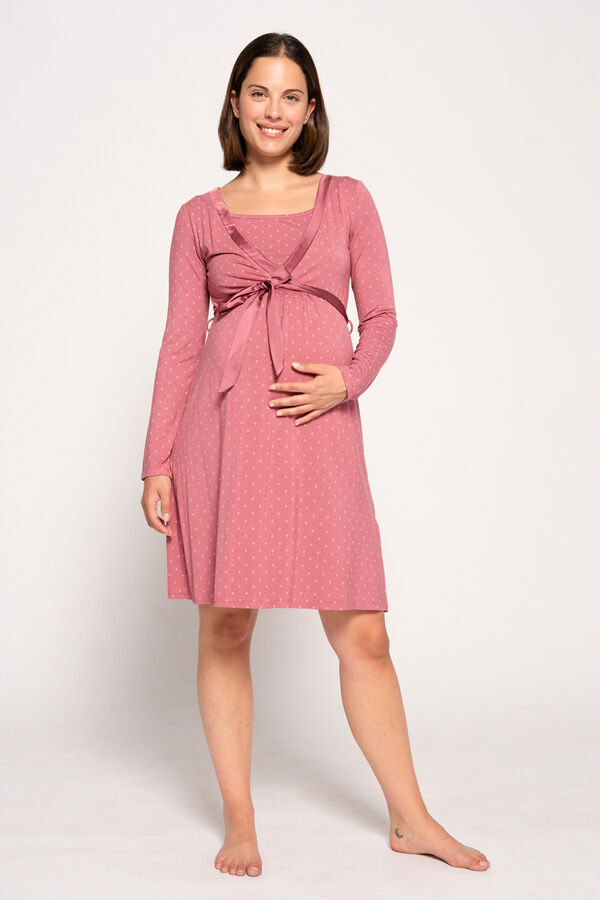 Nursing nightgown with tie print