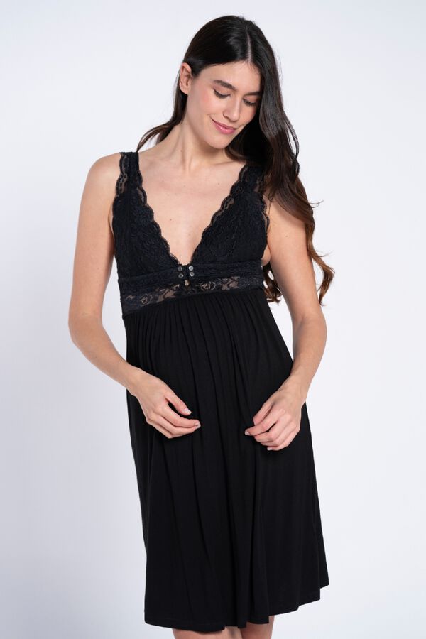 Nursing lingery nightdress with lace