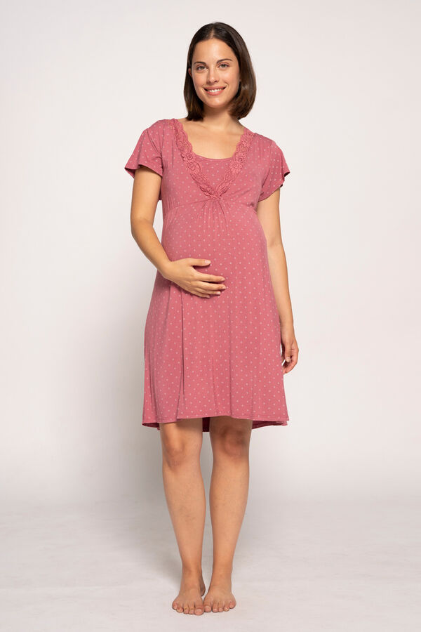 Nursing nightgown with tie print