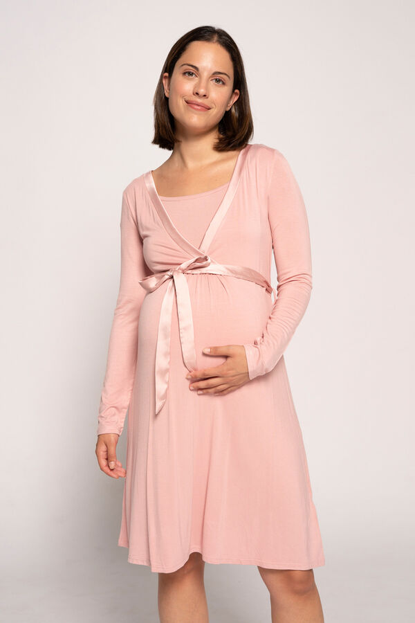 Nursing nightgown with satin belt