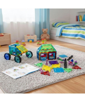 ECOTOYS set magnetnih konstruktora za decu Kuća i Auto 48 delova HC397265